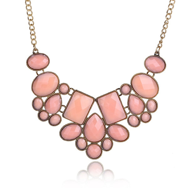 Collier large orange printanier – Bijoux-Fantaisie.shop